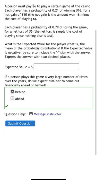 Solved M8 Practice Exercises B - Expected Value Score: | Chegg.com
