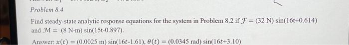Solved Problem 8.4 Find steady-state analytic response | Chegg.com