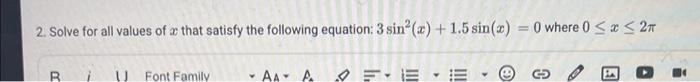 Solved 2. Solve for all values of x that satisfy the | Chegg.com