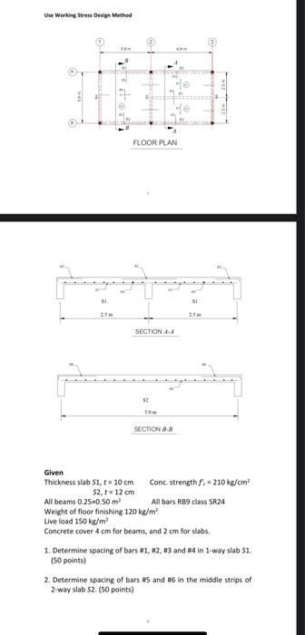 Solved Use Working Stress Design Method FLOOR PLAN ਸੇ 51 51 | Chegg.com