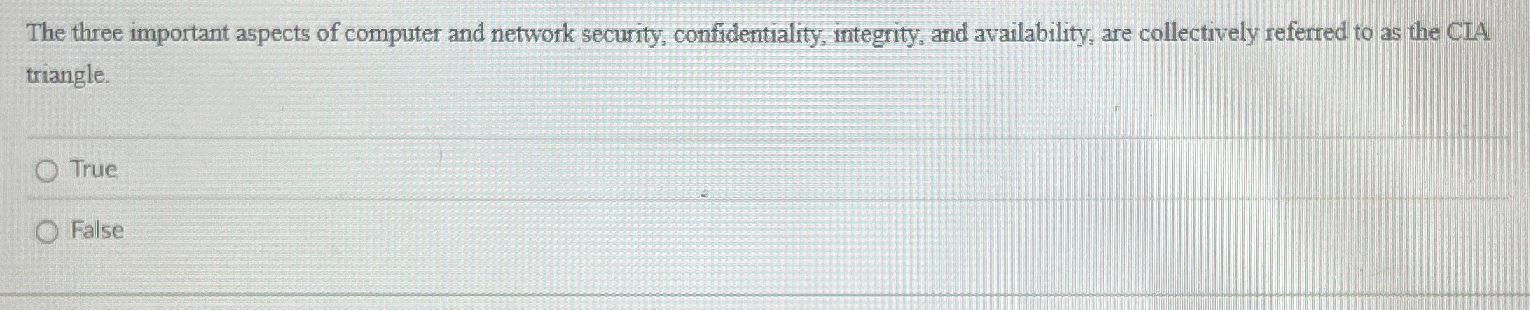 Solved The three important aspects of computer and network | Chegg.com