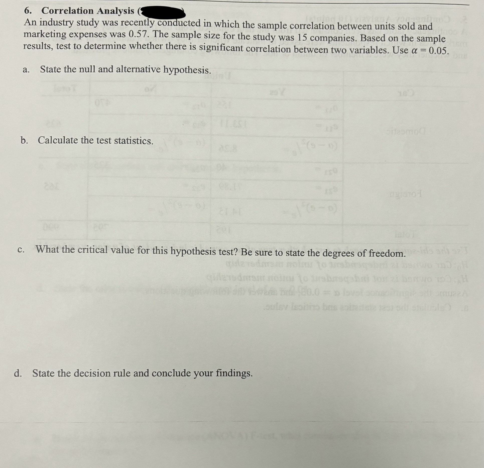 Solved Correlation AnalysisAn industry study was recently | Chegg.com