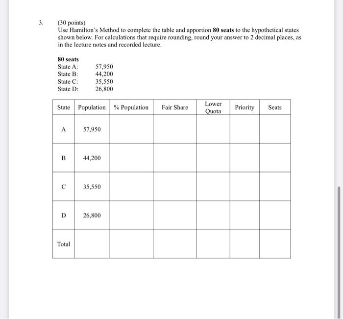 Solved ( 30 points) Use Hamilton's Method to complete the | Chegg.com