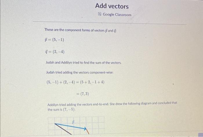 Solved These are the component forms of vectors p and q : | Chegg.com