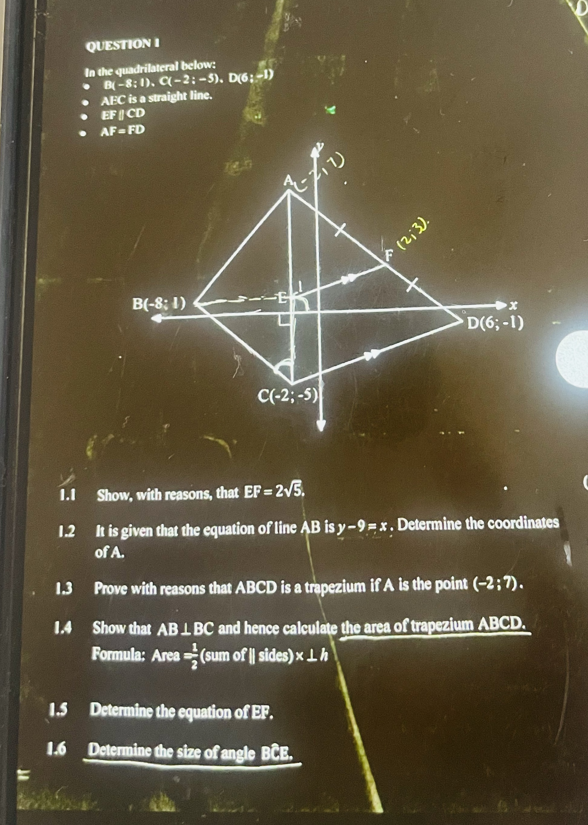 QUESTION IIn the quadrilateral | Chegg.com