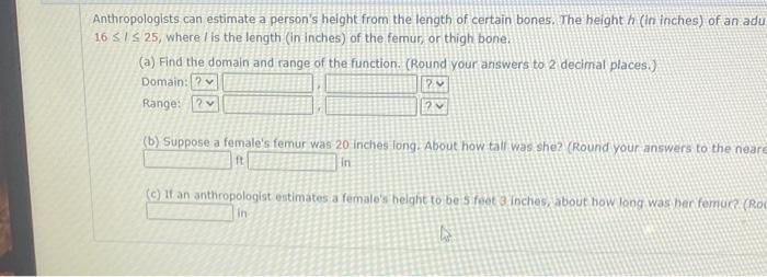 Solved Anthropologists can estimate a person's height from | Chegg.com