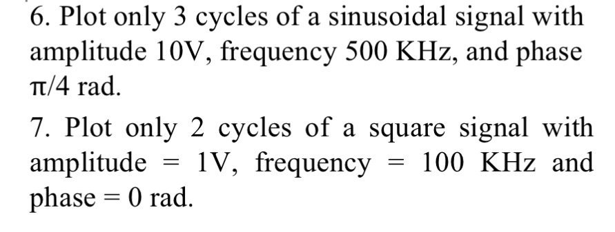 Solved Plot only 3 ﻿cycles of a sinusoidal signal with | Chegg.com