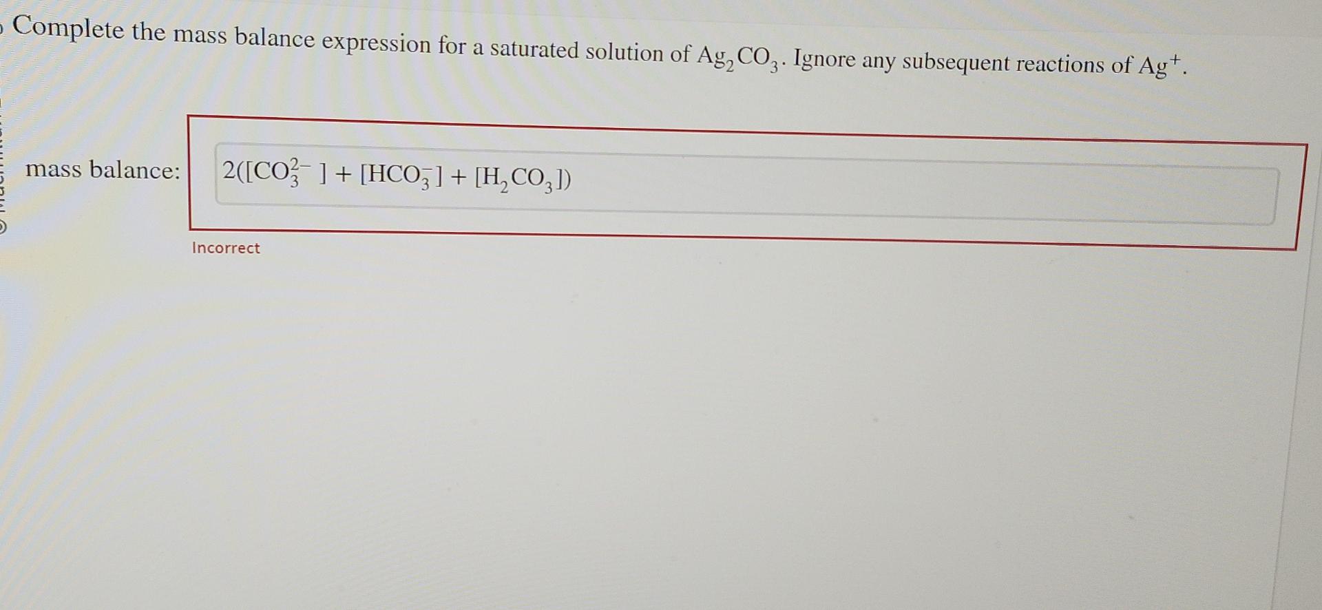 Solved Complete the mass balance expression for a saturated | Chegg.com