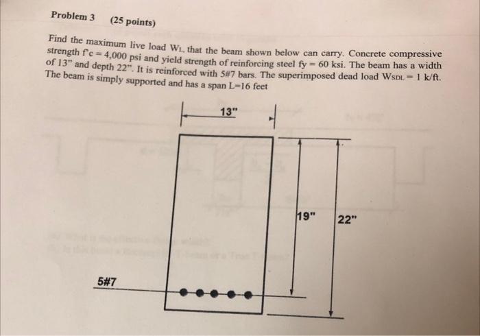 Solved Find the maximum live load WL, that the beam shown | Chegg.com