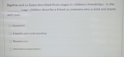 Solved Bigelow and La Gaipa described three stages in | Chegg.com