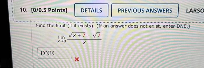 Solved Find the limit (if it exists). If an answer does not | Chegg.com