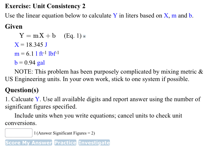 Solved Exercise: Unit Consistency 2Use the linear equation | Chegg.com