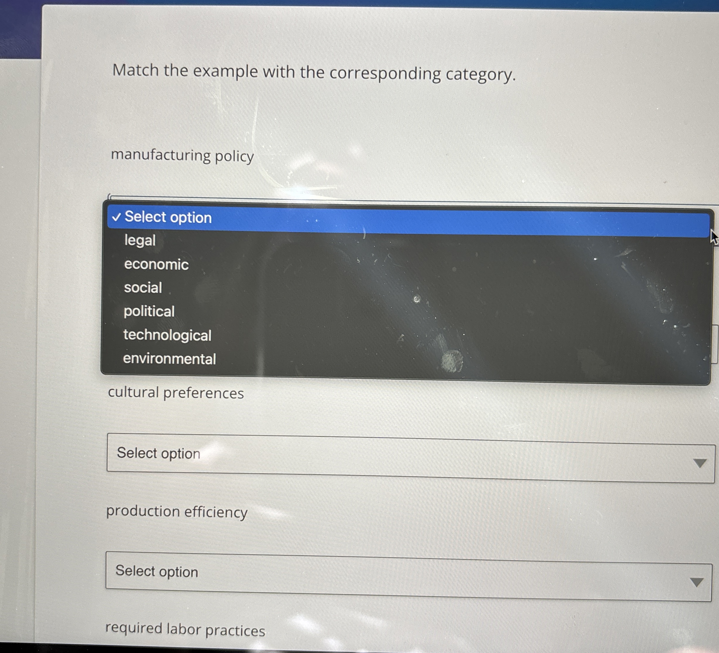 Solved Match the example with the corresponding | Chegg.com