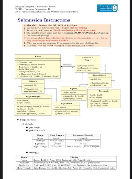 Solved Submission Instructions 1. Due dete: Sunday, Jar 8fh, | Chegg.com