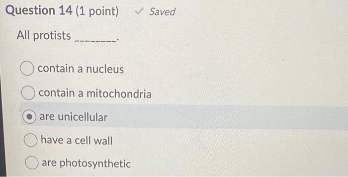 Solved All protists contain a nucleus contain a mitochondria | Chegg.com