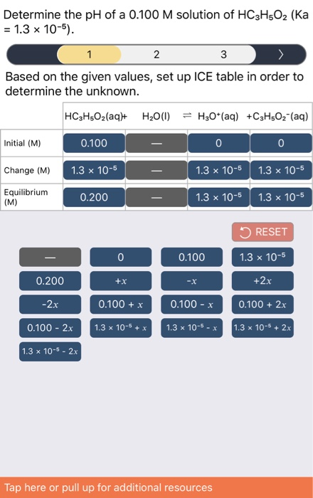 Solved: Determine The PH Of A 0.100 M Solution Of HC3H5O2 ... | Chegg.com