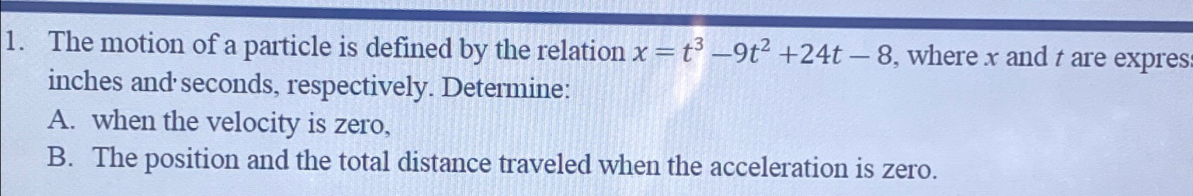Solved The motion of a particle is defined by the relation | Chegg.com