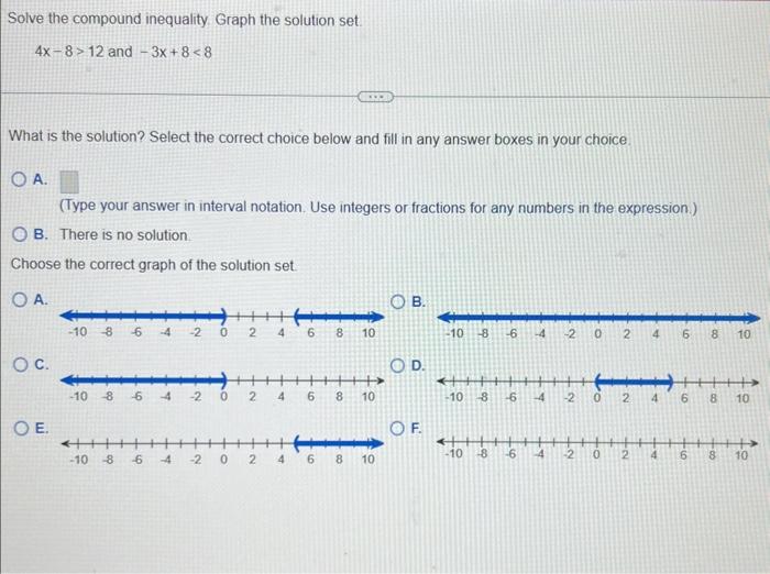 Solved Solve the compound inequality. Graph the solution | Chegg.com