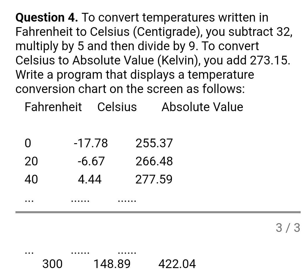 Solved Question 4. ﻿To convert temperatures | Chegg.com