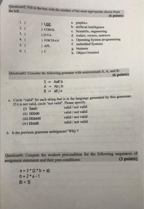 Solved Question\#1: Answer question either with True or | Chegg.com