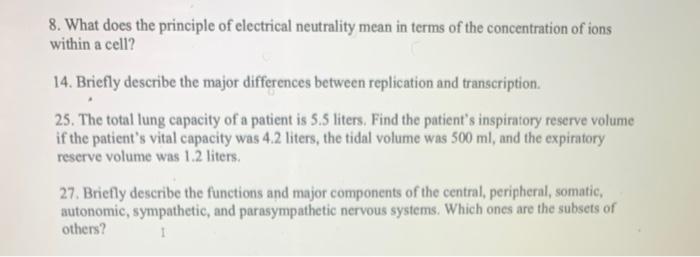 Solved 8. What does the principle of electrical neutrality | Chegg.com