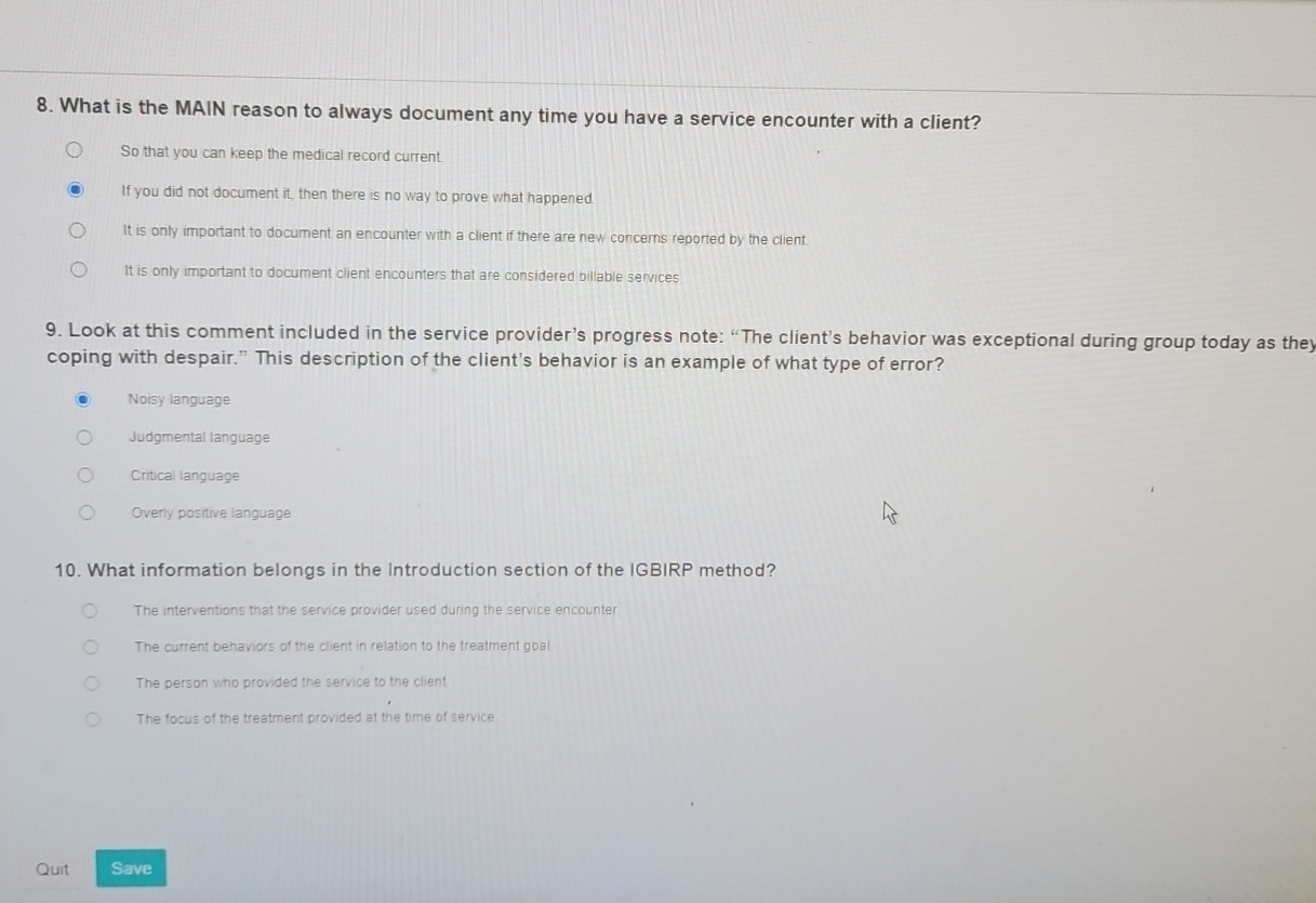 Solved What is the MAIN reason to always document any time | Chegg.com