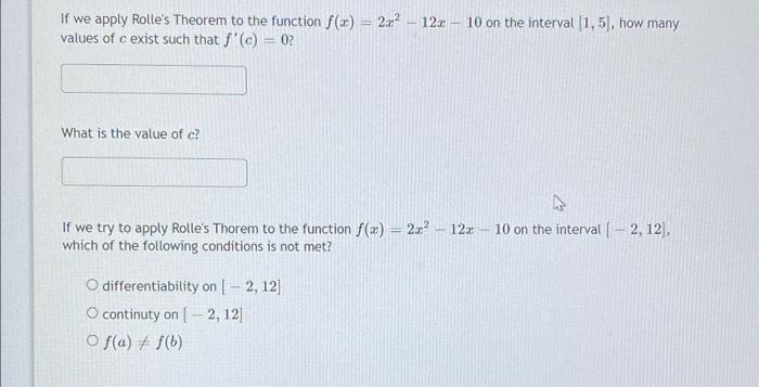 Solved If we apply Rolle's Theorem to the function | Chegg.com