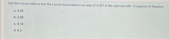 Solved Use the t-score table to find the t-score associated | Chegg.com