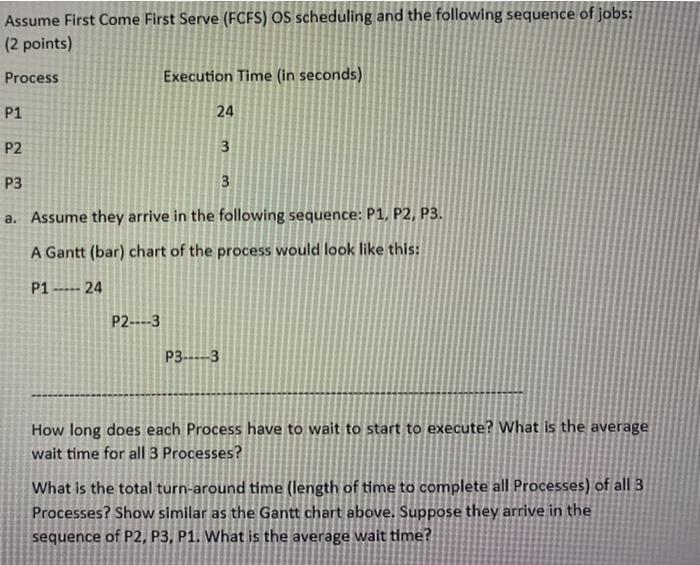 Solved Assume First Come First Serve (FCFS) OS scheduling | Chegg.com