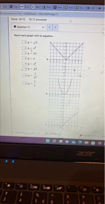 Solved Match each graph with its equation. | Chegg.com
