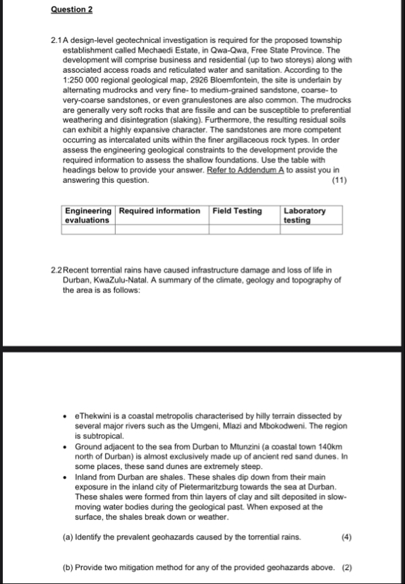 Solved Question 22.1 ﻿A design-level geotechnical | Chegg.com
