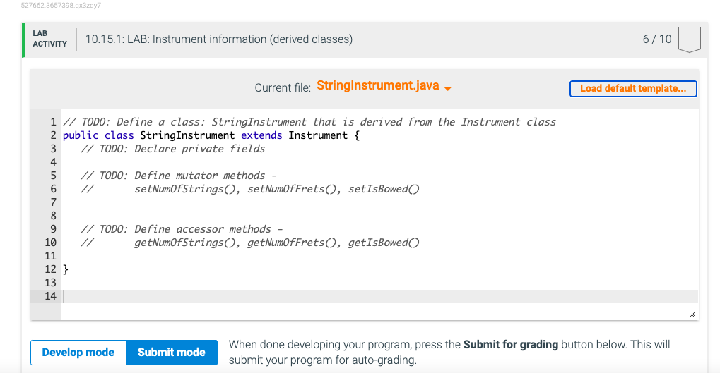 Solved 10.15 ﻿LAB: Instrument information (derived | Chegg.com