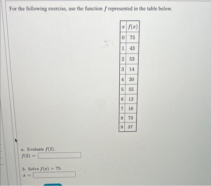 Solved For the following exercise, use the function f | Chegg.com
