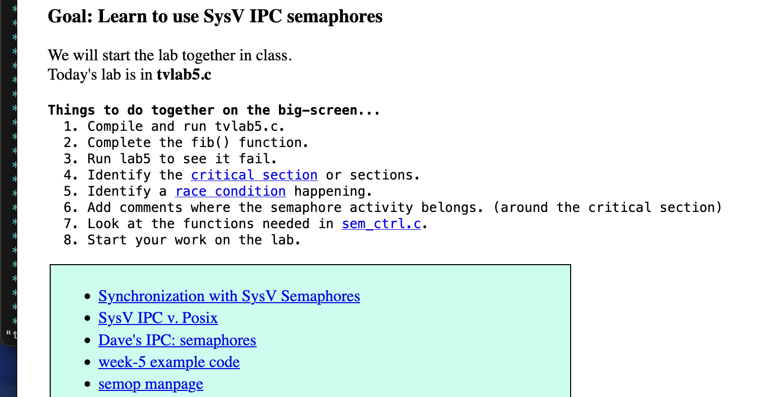 Solved Goal: Learn to use SysV IPC semaphoresWe will start | Chegg.com