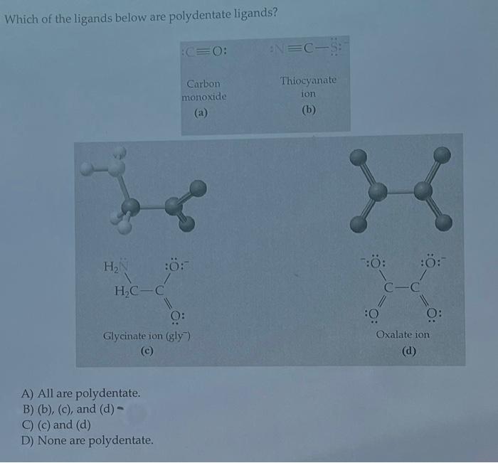 Solved Which Of The Ligands Below Are Polydentate Ligands