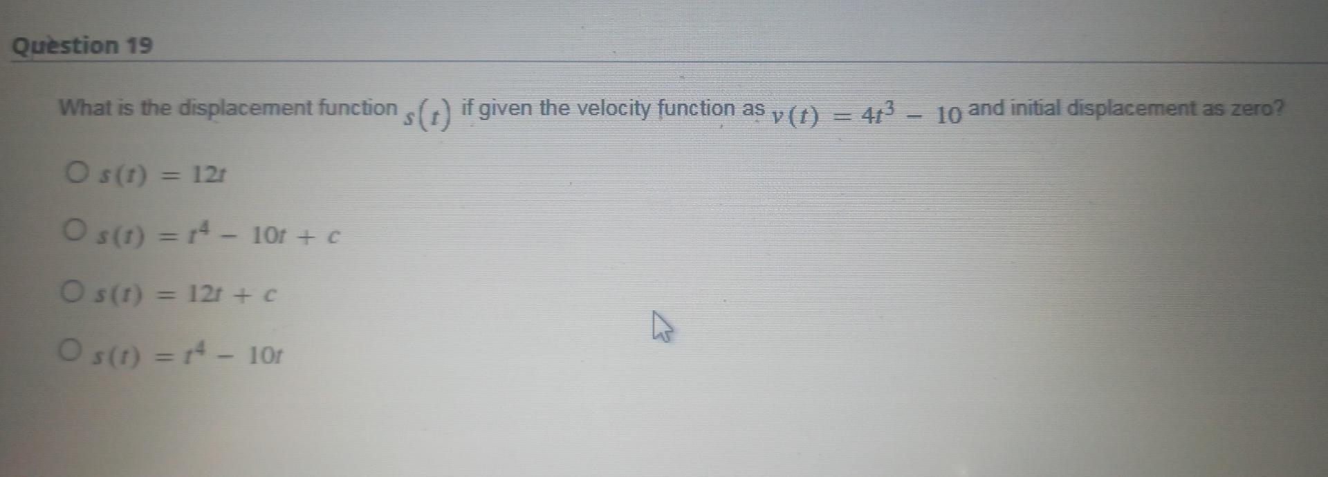 Solved Question 19 What is the displacement functions (1) if | Chegg.com