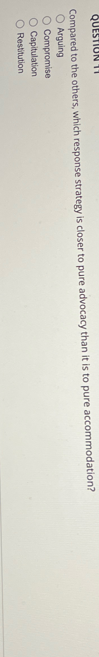 Solved Compared to the others, which response strategy is | Chegg.com