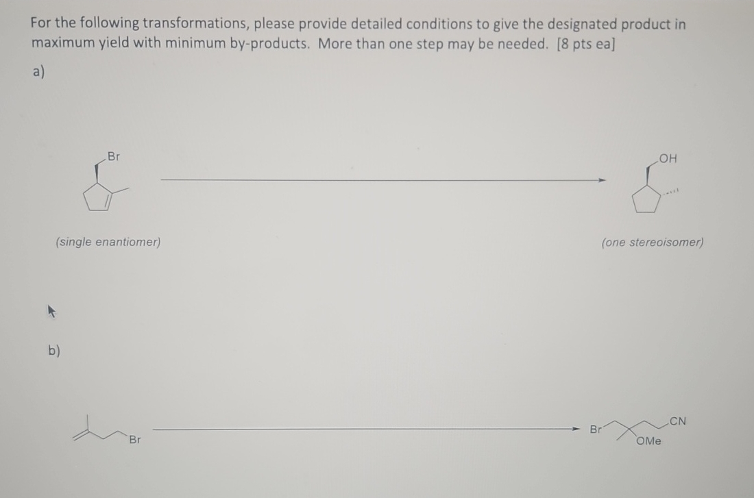 Solved For the following transformations, please provide | Chegg.com