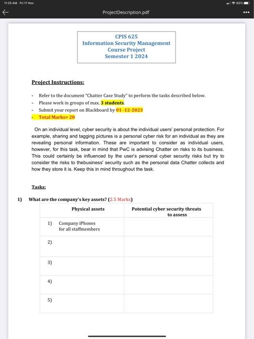 CPIS 625 Information Security Management Course | Chegg.com
