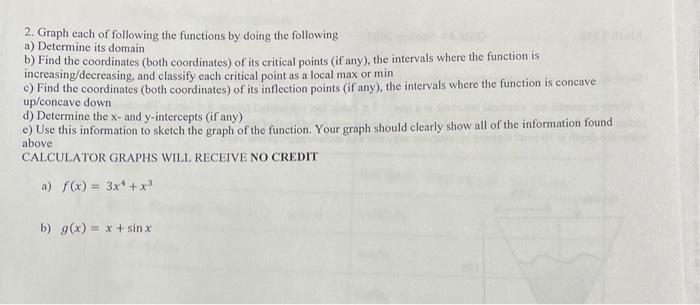 Solved 2. Graph each of following the functions by doing the | Chegg.com