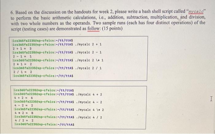Solved 6. Based on the discussion on the handouts for week | Chegg.com