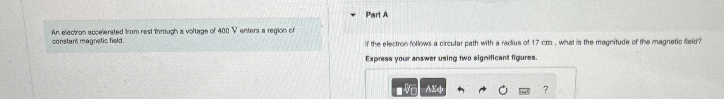 Solved An electron accelerated from rest through a voltage | Chegg.com