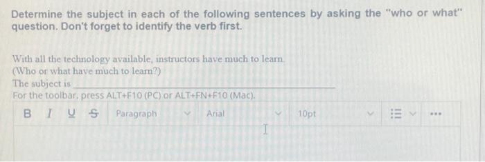 Determine the subject in each of the following | Chegg.com
