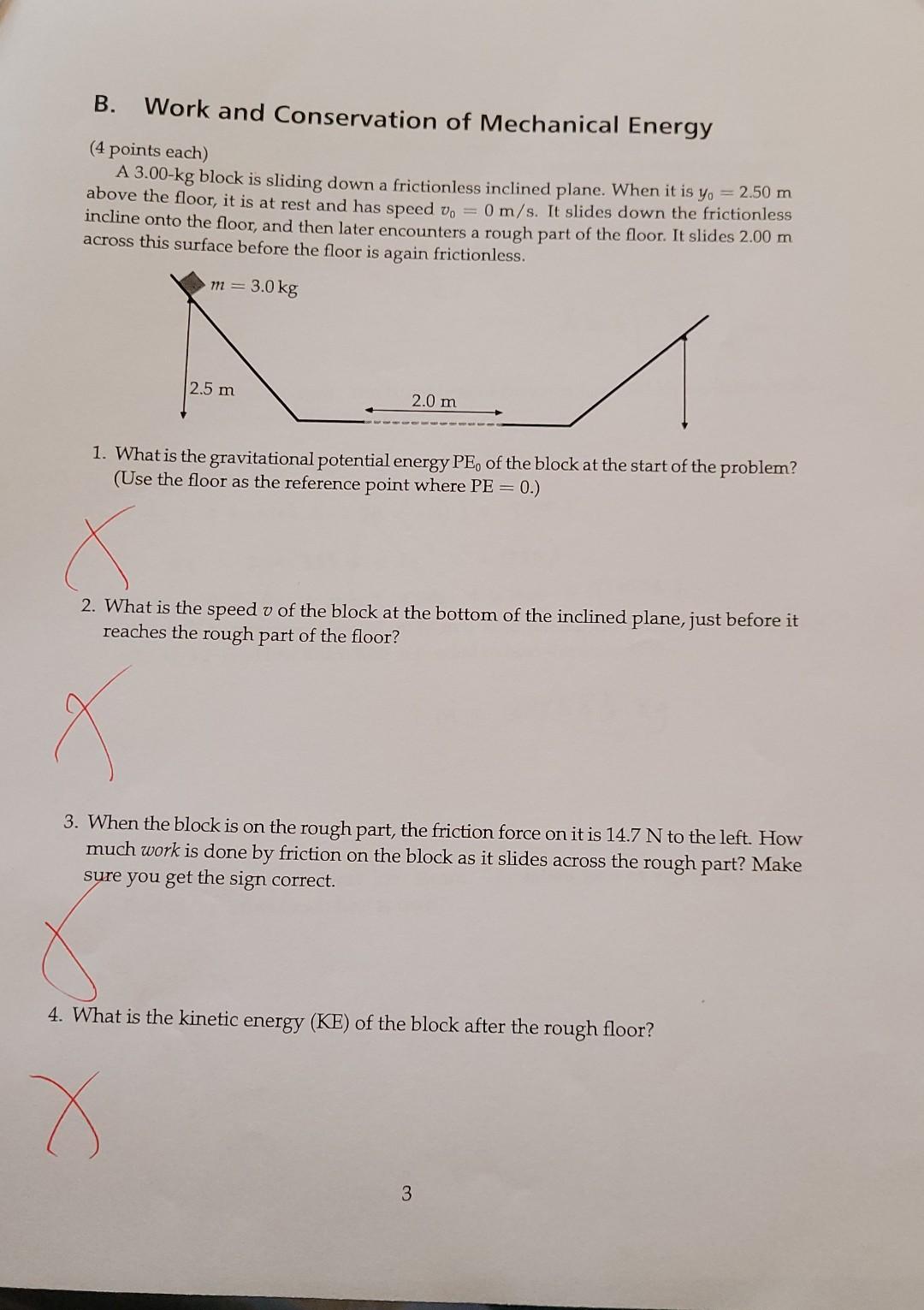 Solved B. Work and Conservation of Mechanical Energy (4 | Chegg.com