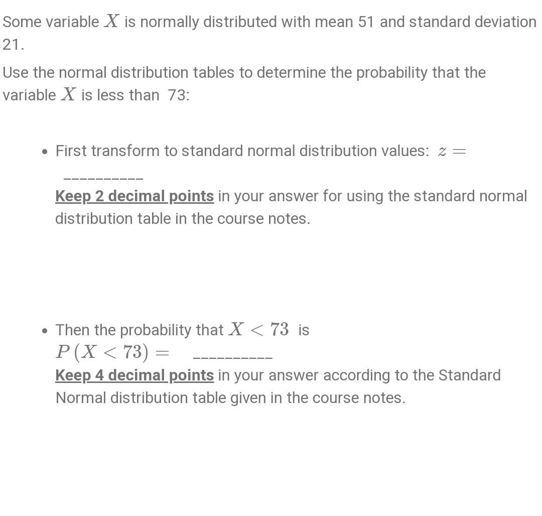 Solved Some variable X is normally distributed with mean 51 | Chegg.com