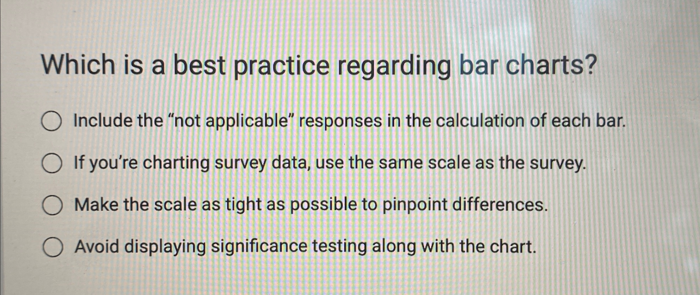 Solved Which is a best practice regarding bar charts?Include | Chegg.com