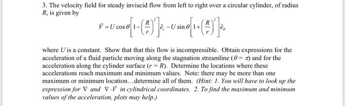 3. The velocity field for steady inviscid flow from | Chegg.com
