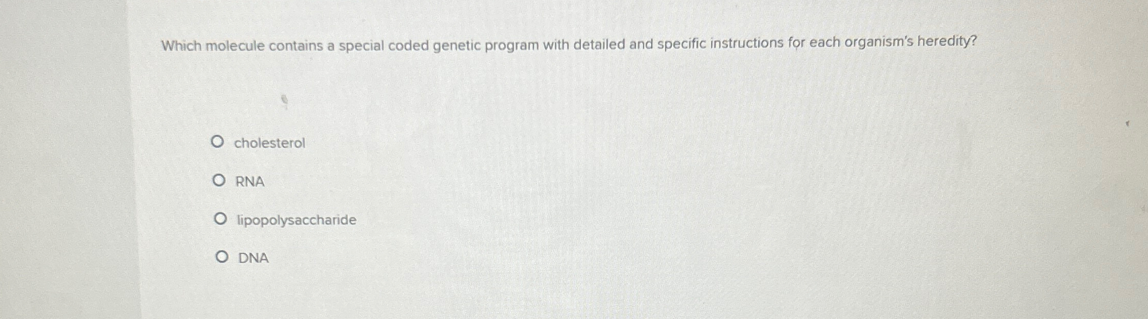 Solved Which molecule contains a special coded genetic | Chegg.com