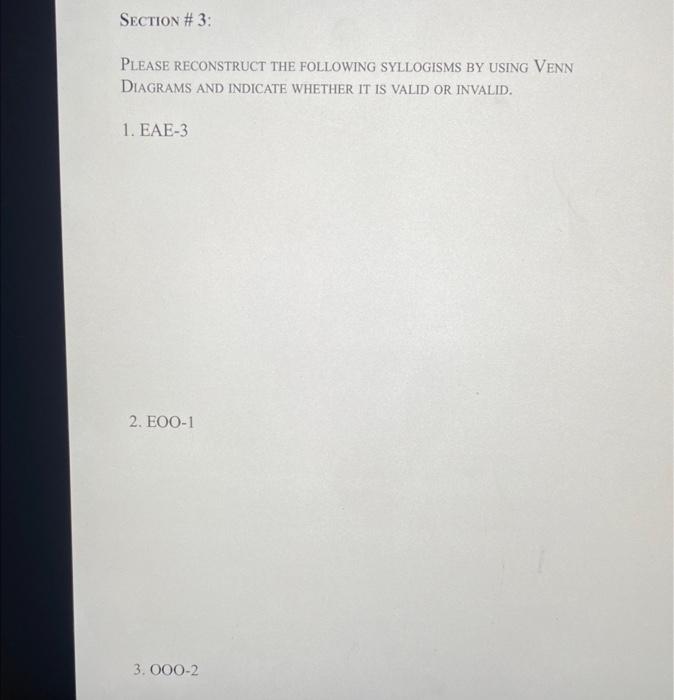 SECTION # 3: PLEASE RECONSTRUCT THE FOLLOWING | Chegg.com