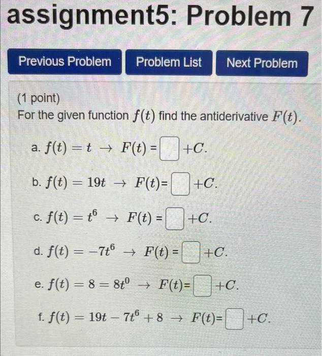 Solved assignment5: Problem 7 Previous Problem Problem List | Chegg.com